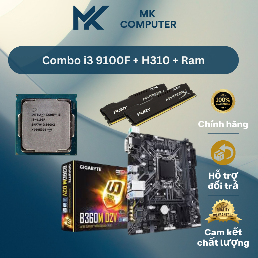 Combo i3 9100f, mainboad aorus b360 pro ram 8Gb and main Gaming line ...