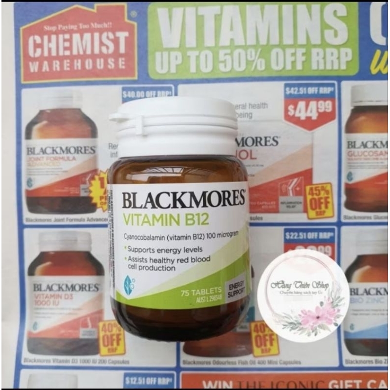 (Full bill) Vitamin b12 blackmores 75 Australian tablets, supports ...