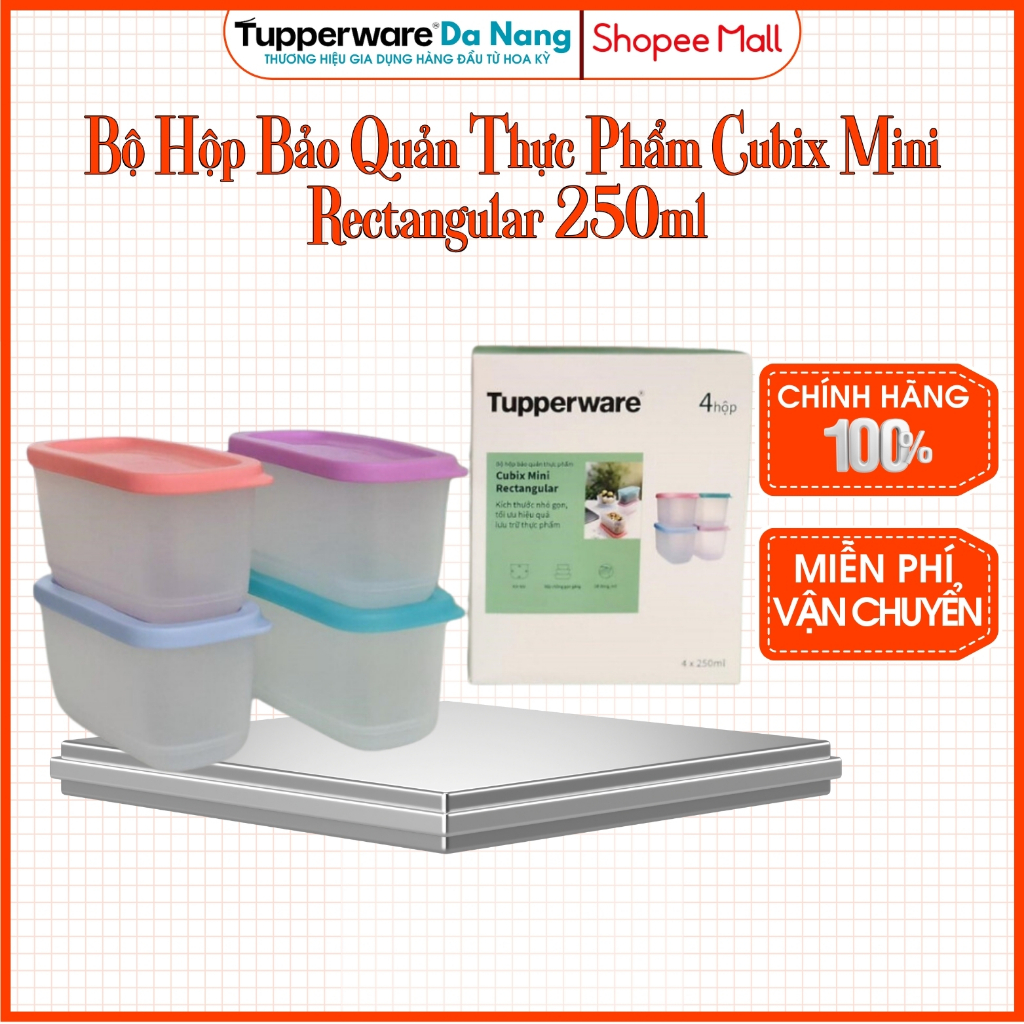Tupperware Cubix Mini Rectangular 250ml food storage box set - Genuine ...