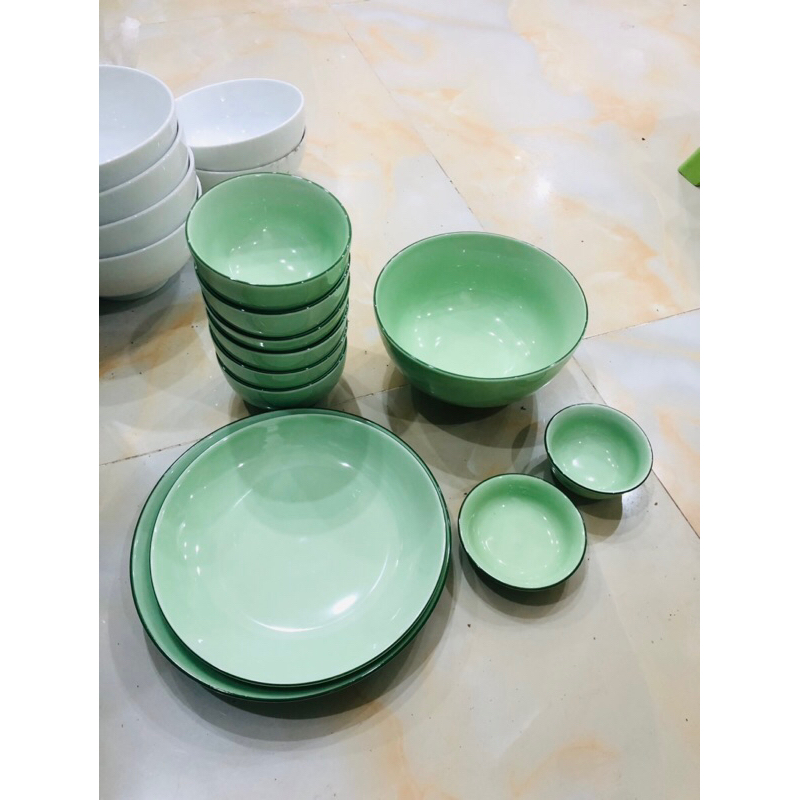 Jade enamel dinnerware set (high quality Bat Trang porcelain) | Shopee ...