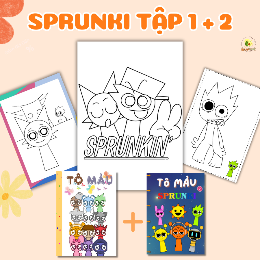 Sprunki coloring book Combo volume 1 + volume 2 for children, high ...