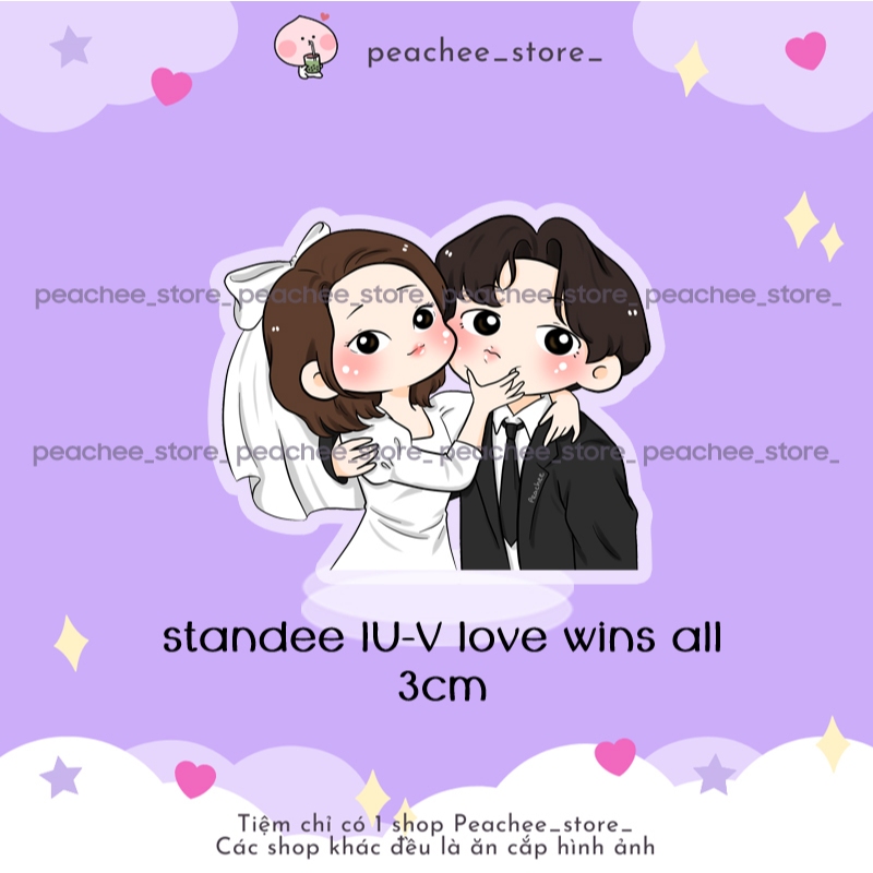 Standee BTS V with IU Love Wins All chibi 3cm OTP mica plastic study ...