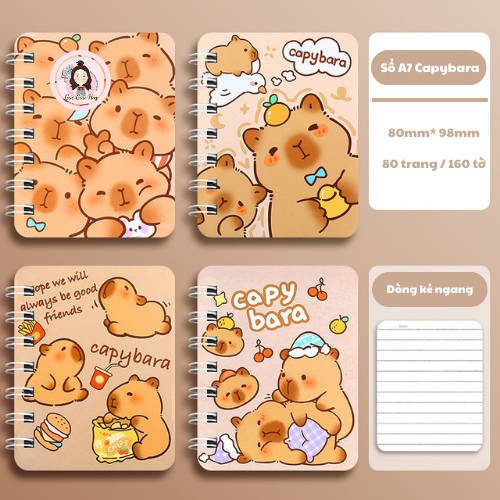 XO A7 Capybara Spring Notebook with Horizontal Lines in Many Super Cute ...