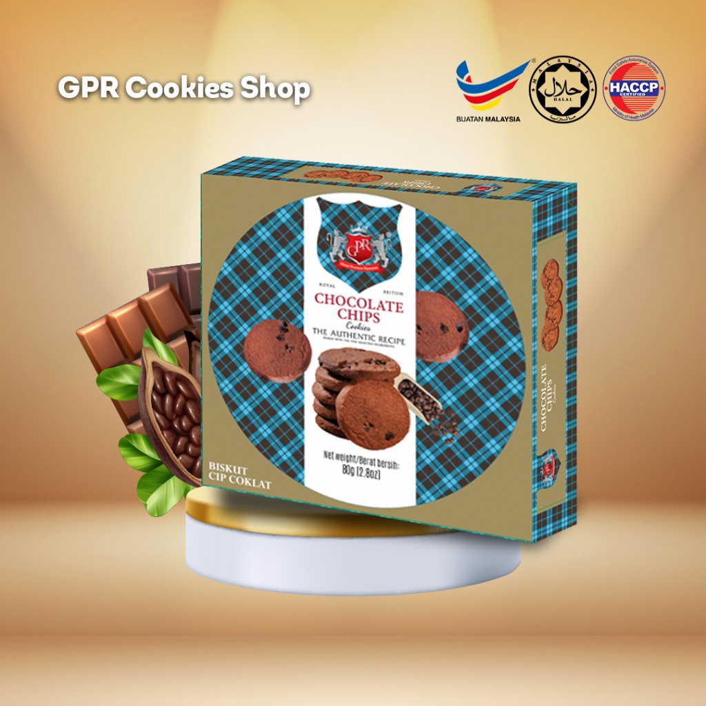 Gpr Chocolate Chip Butter Cookies 80G, Square Paper Box, Malaysian Recipe | Shopee Malaysia