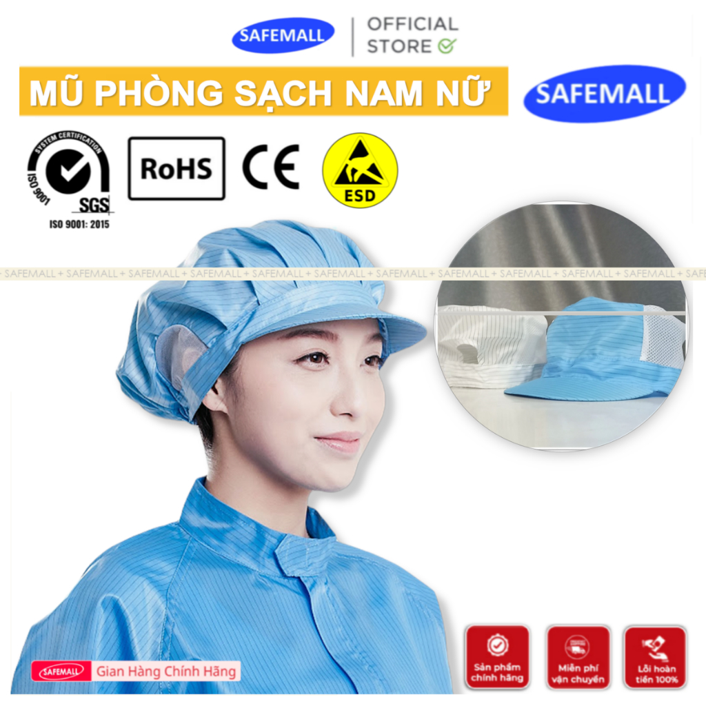 Anti-static Cleanroom Fabric Hat for Men and Women, Breathable ESD ...