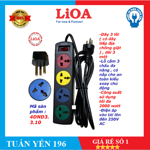 LIOA 4-hole, 3-pin multi-purpose power outlet with ground wire 4D33N ...