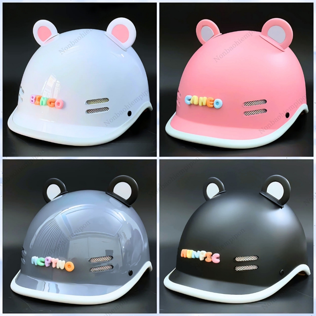 Solid color dolphin-shaped half-head helmet with bear ears accessories ...