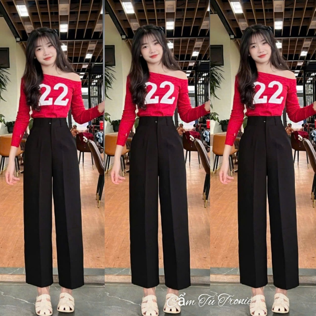 Ulzzang style Korean long wide-leg school trousers Women's office wide ...