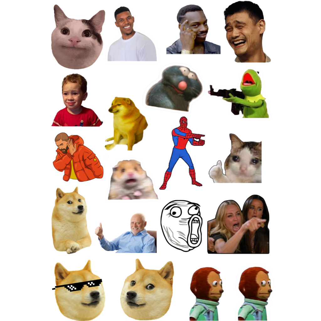Set of 40 decal stickers Meme, Meme Ricardo, Doge Meme, laptop stickers ...