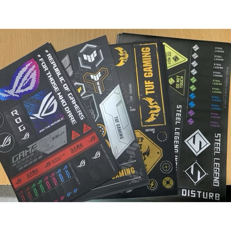 ROG, TUF, STEEL LEGEND, MSI, AORUS stickers decorate PC, laptop ...