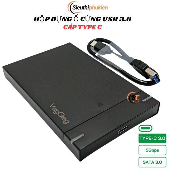 Hdd box 2.5inch sata 3.0 usb type C port, VEGGIEG usb 3.0 HDD box ...