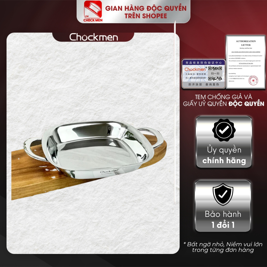 Chockmen double-eared square fruit plate 18/10 stainless steel solid ...