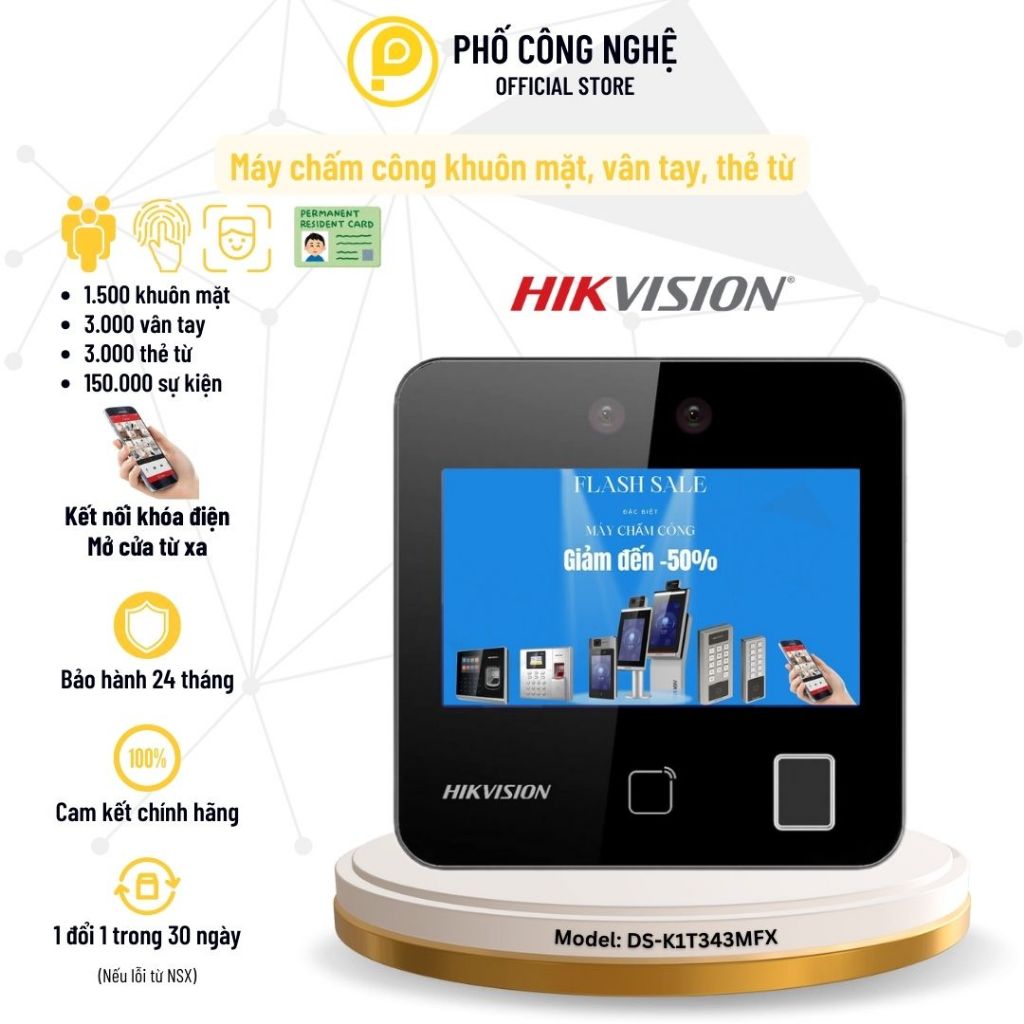 Hikvision DS-K1T343MFX facial time attendance machine has Vietnamese ...