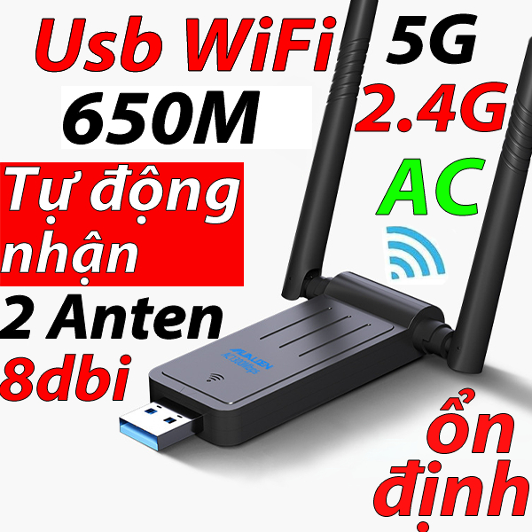 Usb wifi AC 5G 650M 2 dual bands dual band Usb wifi 2 antennas 8db high ...