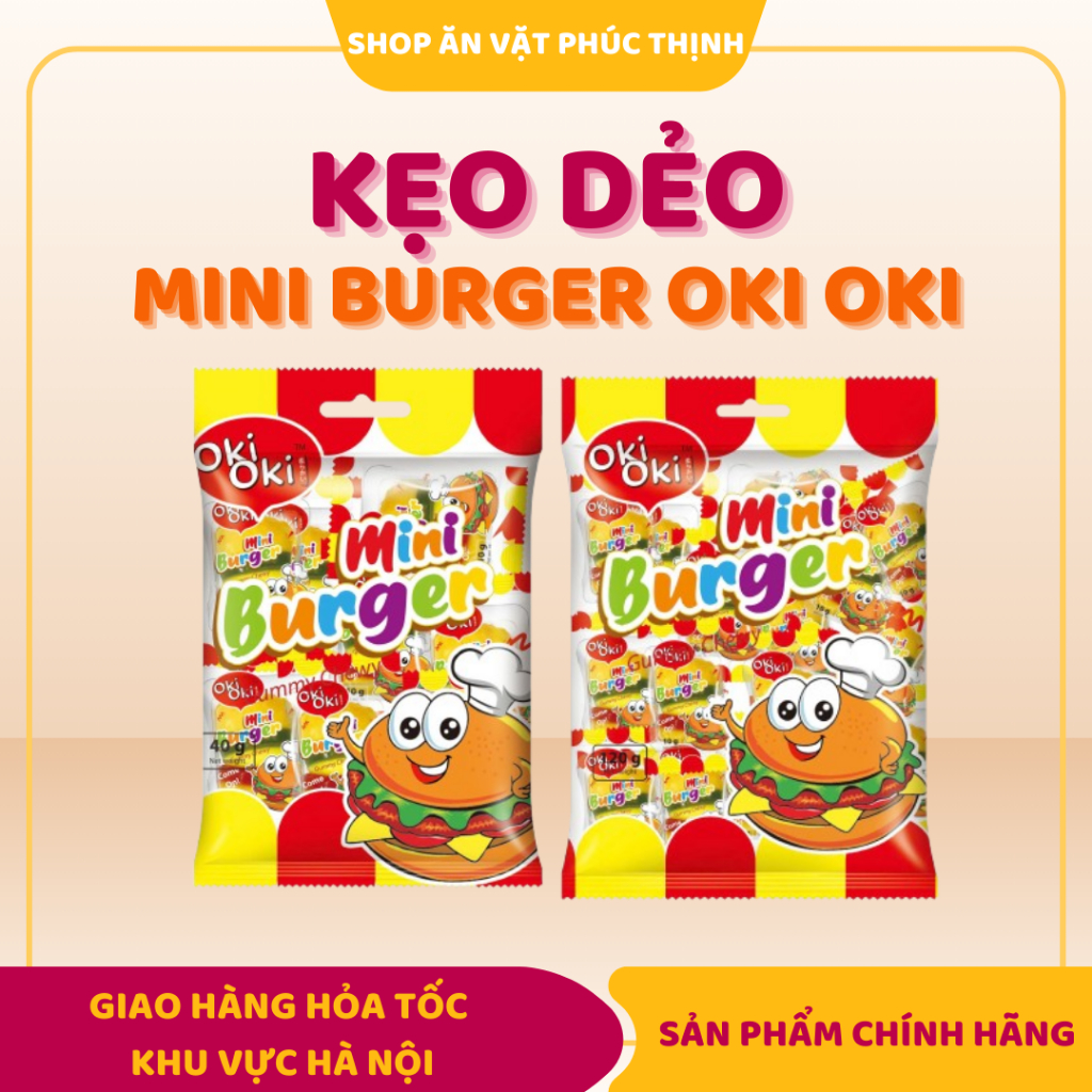 Super Delicious Cute Buger Oki Oki Gummy Candy for Children Pack 40g ...