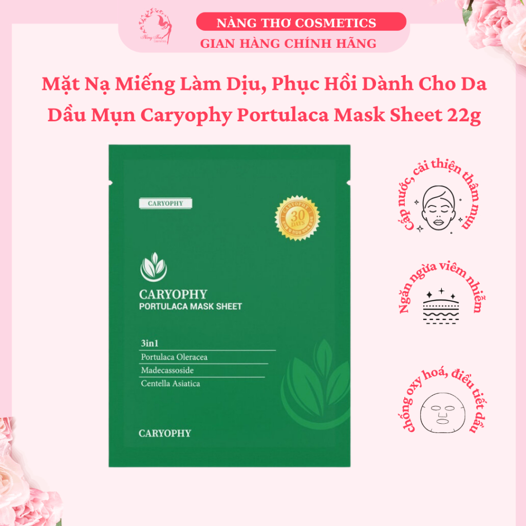 Soothing and Restoring Sheet Mask for Oily and Acne-prone Skin Caryophy ...