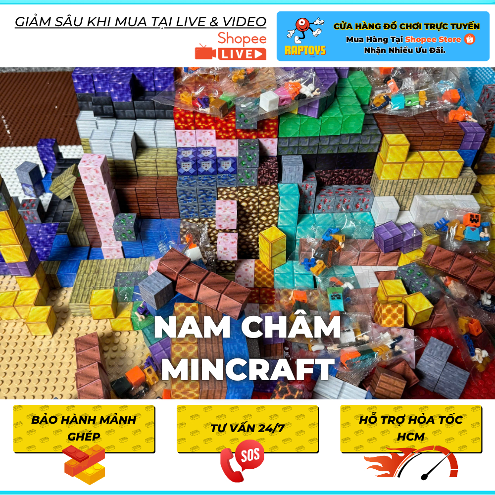 (Random Brick) Magnetic Assembly Toy Blocks Minecraft Male Magnetic ...