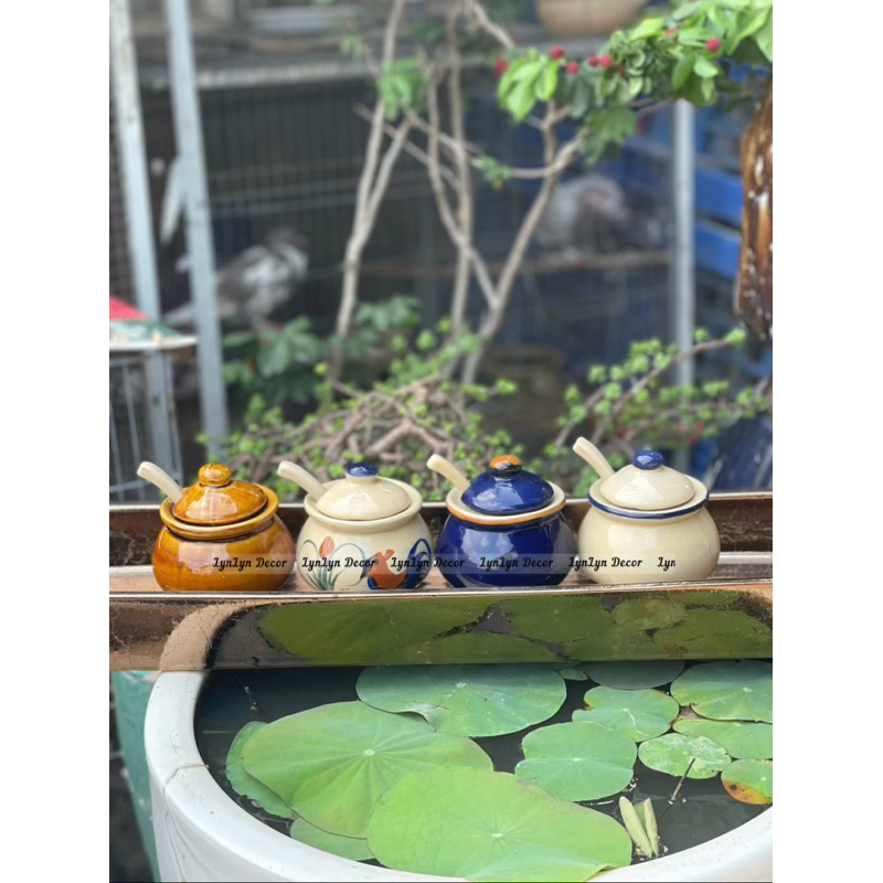 Ceramic Spice Jar Set + Ancient Ceramic Spoon (Shop Self-shot) | Shopee ...