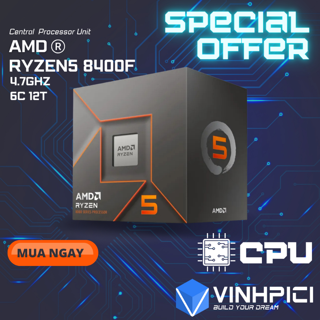 AMD Ryzen 5 8400F CPU (4.2GHz Boost 4.7GHz / 6 cores 12 threads / 22MB ...
