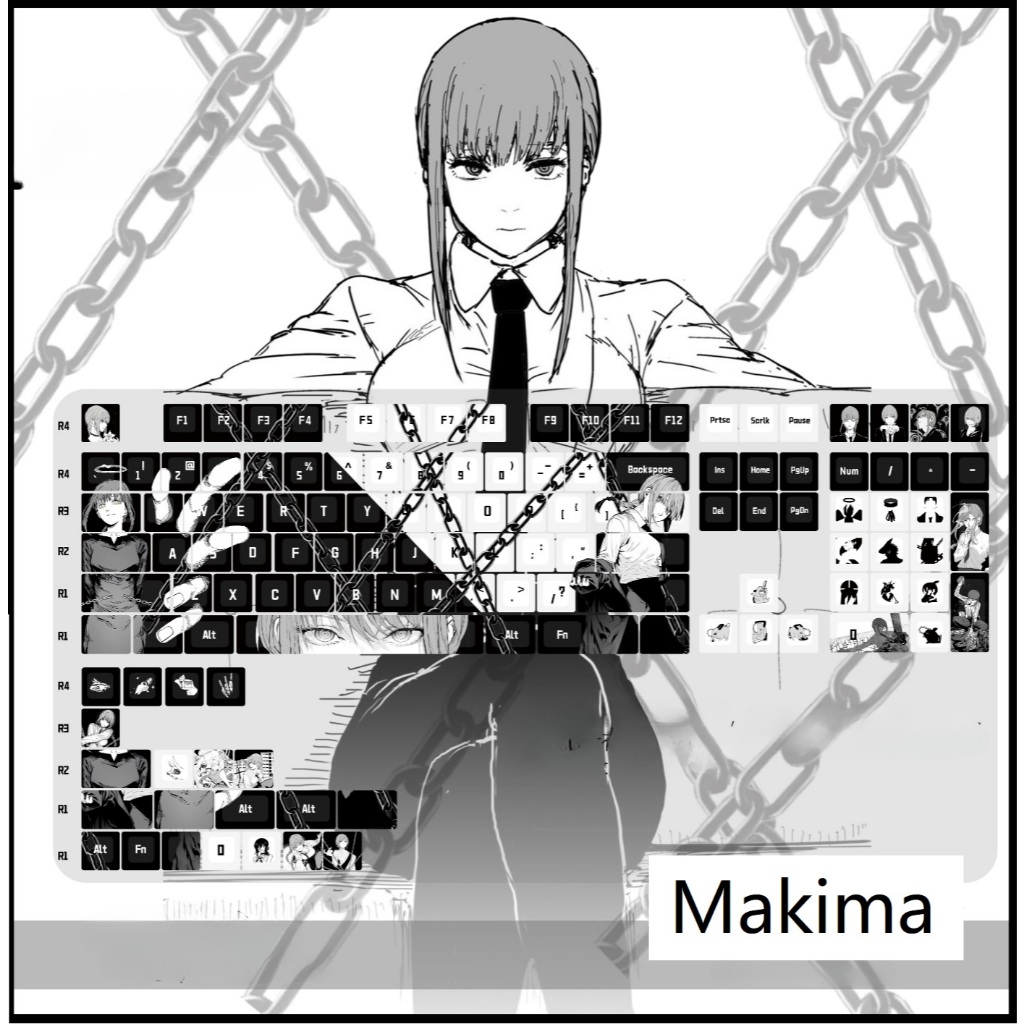 Chainsaw Man Makima thick PBT Keycap through led in dyesub 5 sides 133 ...