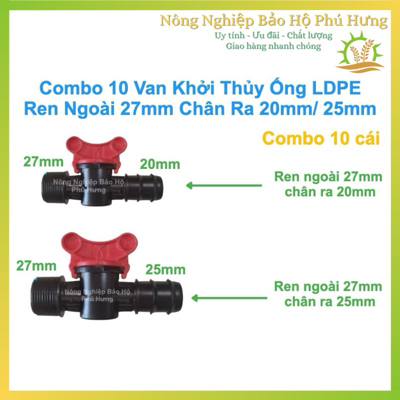 Combo of 10 Lock Valves, LDPE Pipe Starter Valve External Thread 27mm ...
