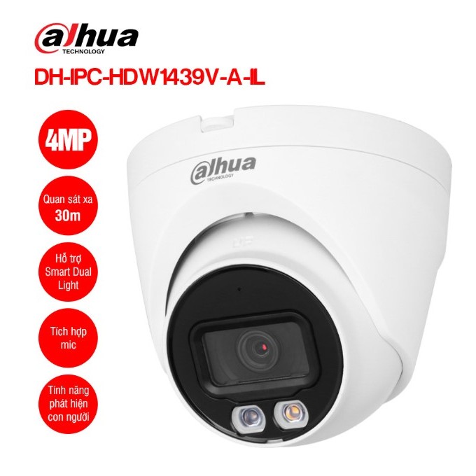 DAHUA DH-IPC-HDW1439V-A-IL 4MP Dome IP Camera with color, mic, POE ...