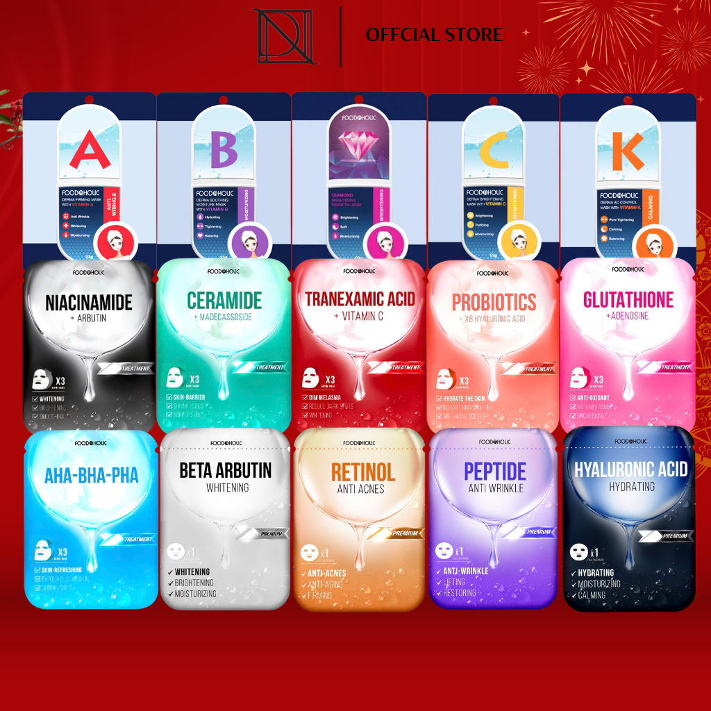 Foodaholic Paper Mask to Restore, Moisturize, Whiten Skin, Supplement Vitamins Korean Mask 23g ...