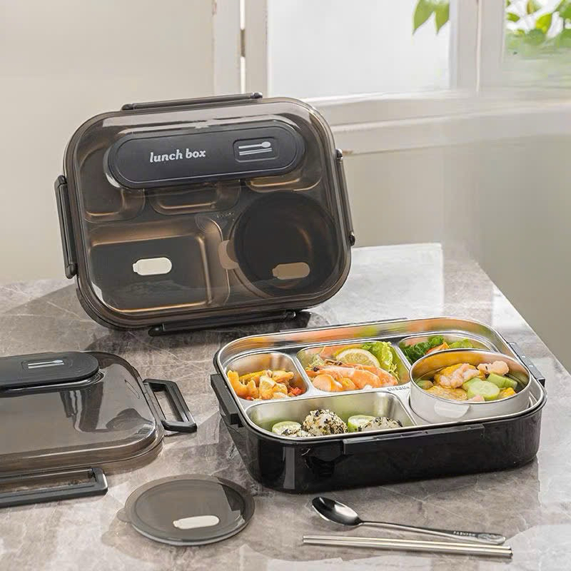 5 Compartment Rice Tray - High Quality 316 Stainless Steel Office Food ...