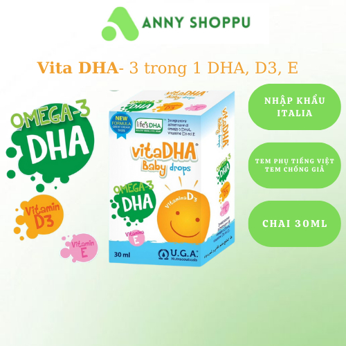Vita DHA Baby Drops Supplement DHA, VItamin D, VItamin E for babies, 3 ...