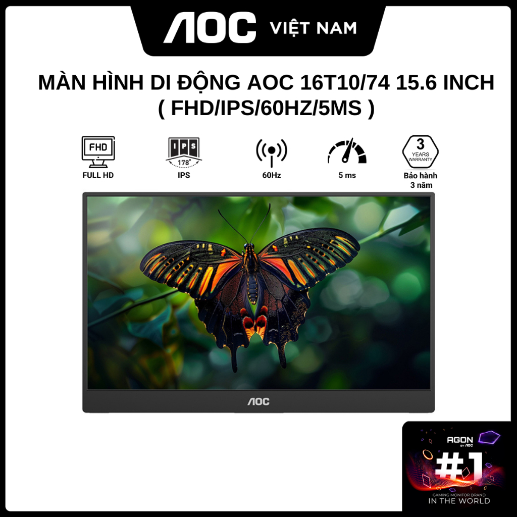 Aoc 16T10/74 15.6 inch portable monitor (FHD/IPS/60Hz/5ms) - Genuine product | Shopee Malaysia