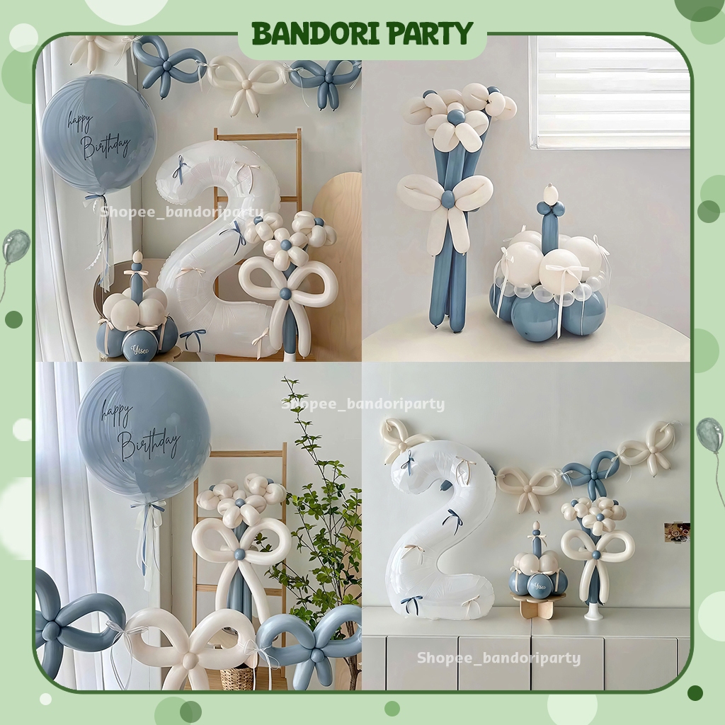 Birthday Decoration Blue Tone Twilight Cream White New Style With ...
