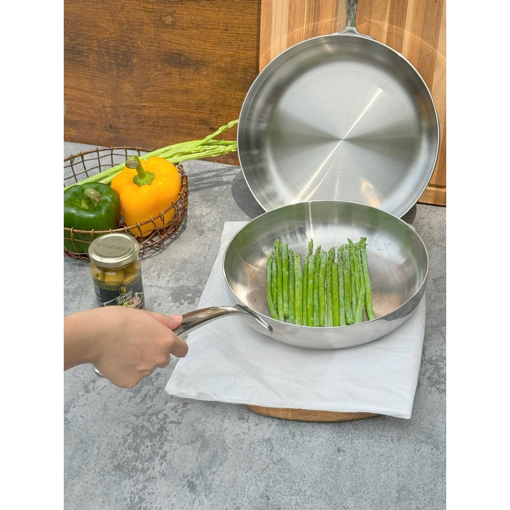 KAIYO Tri-Ply 316 stainless steel cast pan - 3 layers of solid bottom ...