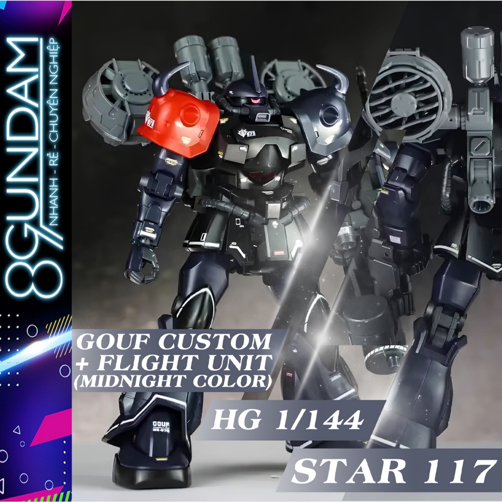 HG Star 117 Assembly Model MS-07B-3 Gouf Custom + Flight Unit "Midnight ...