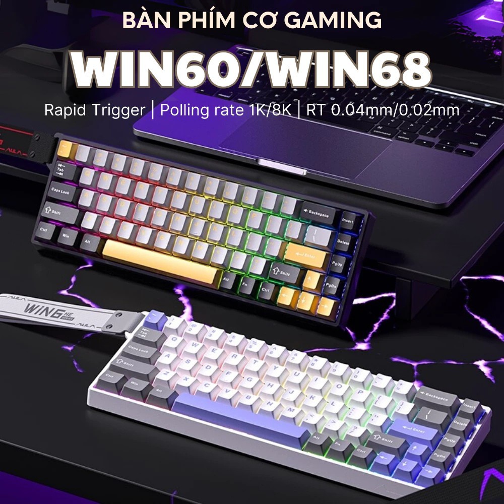 AULA Win60 Win68 HE ULTRA LED RGB Mechanical Gaming Keyboard, Rapid ...