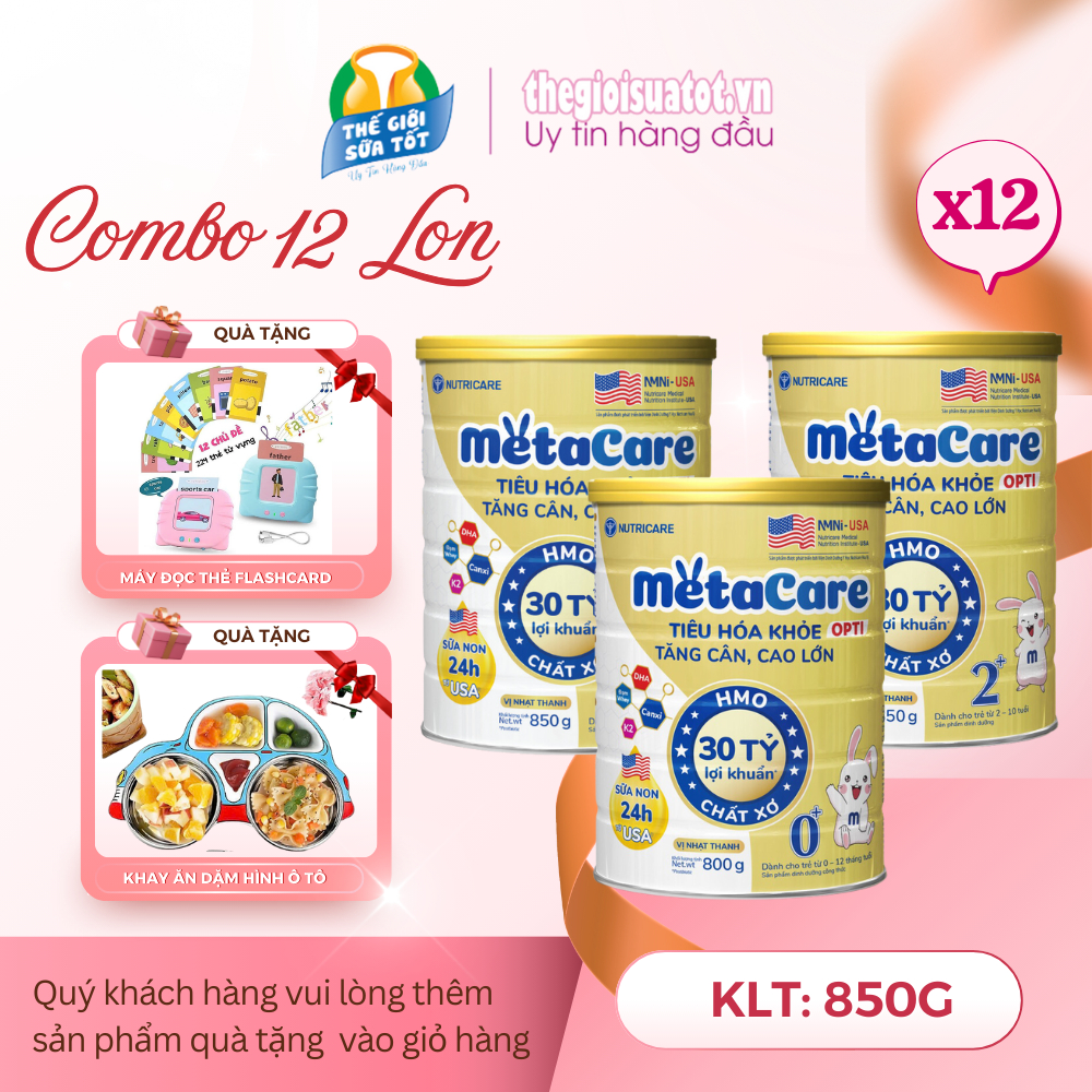 Combo of 12 Cans of Metacare Opti Milk 0+ 1+ 2+ 850G - Nutricare - Healthy Digestion, Weight ...