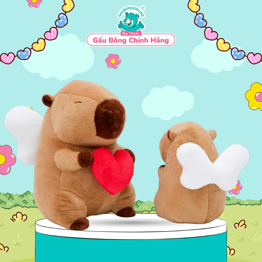 Heart-hugging angel capybara teddy bear Online Teddy Bear, premium ...