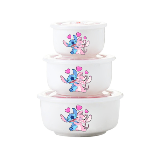 Stitch ceramic noodle bowl BUMX39 cartoon food container set 300ml ...