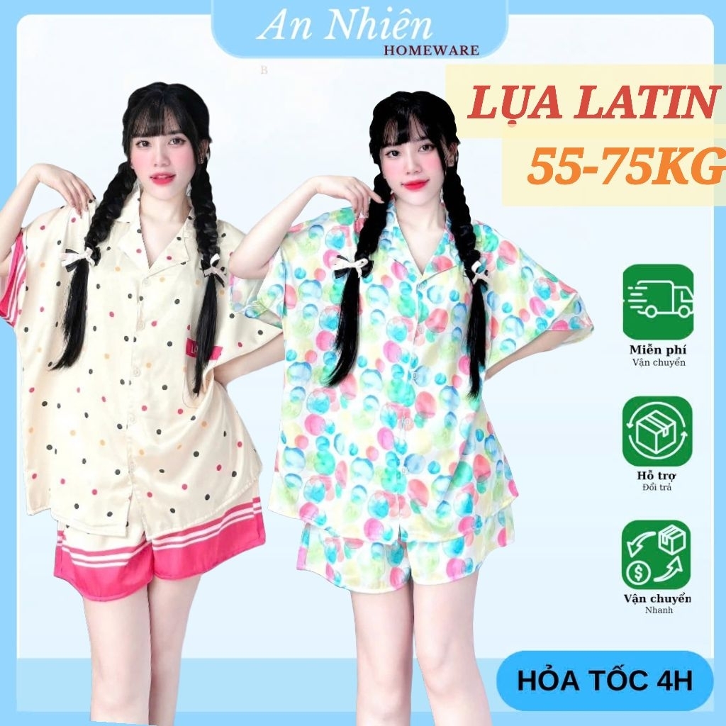 Big size batwing thigh pajama set, Latin silk fabric, cute patterns ...