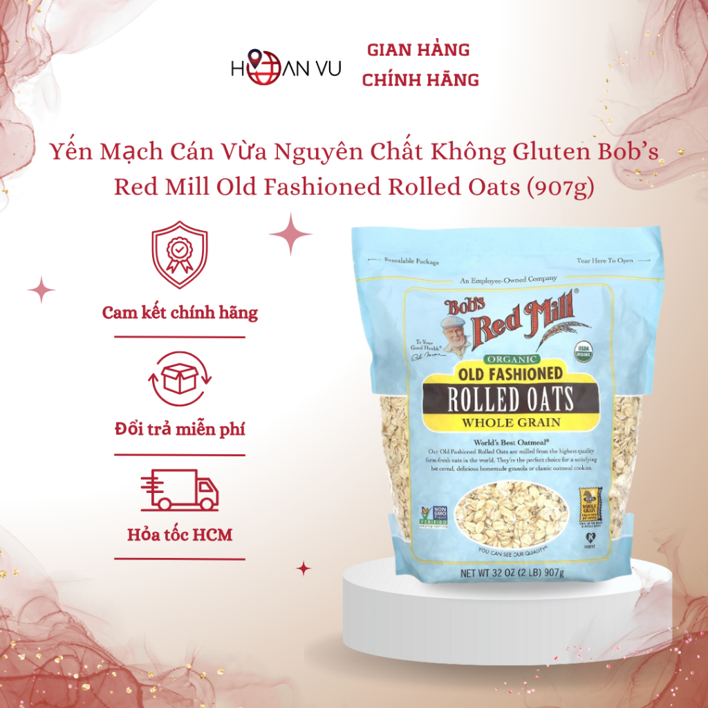 Bob’s Red Mill Old Fashioned Rolled Oats Gluten-Free Pure Medium Rolled ...