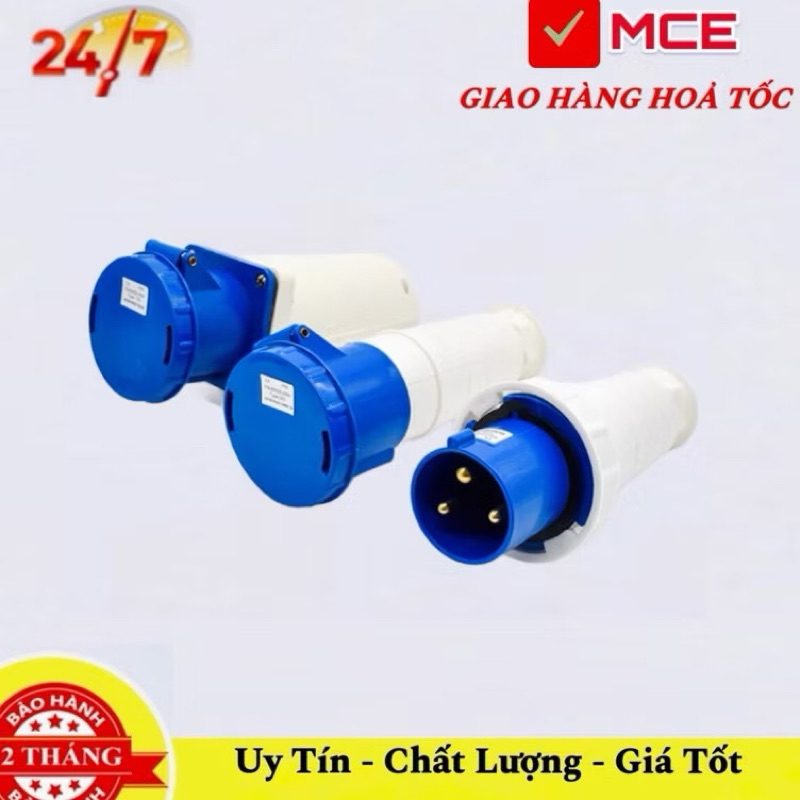 Industrial plug socket 63A 1 phase 3 pin waterproof swivel cover IP67 ...