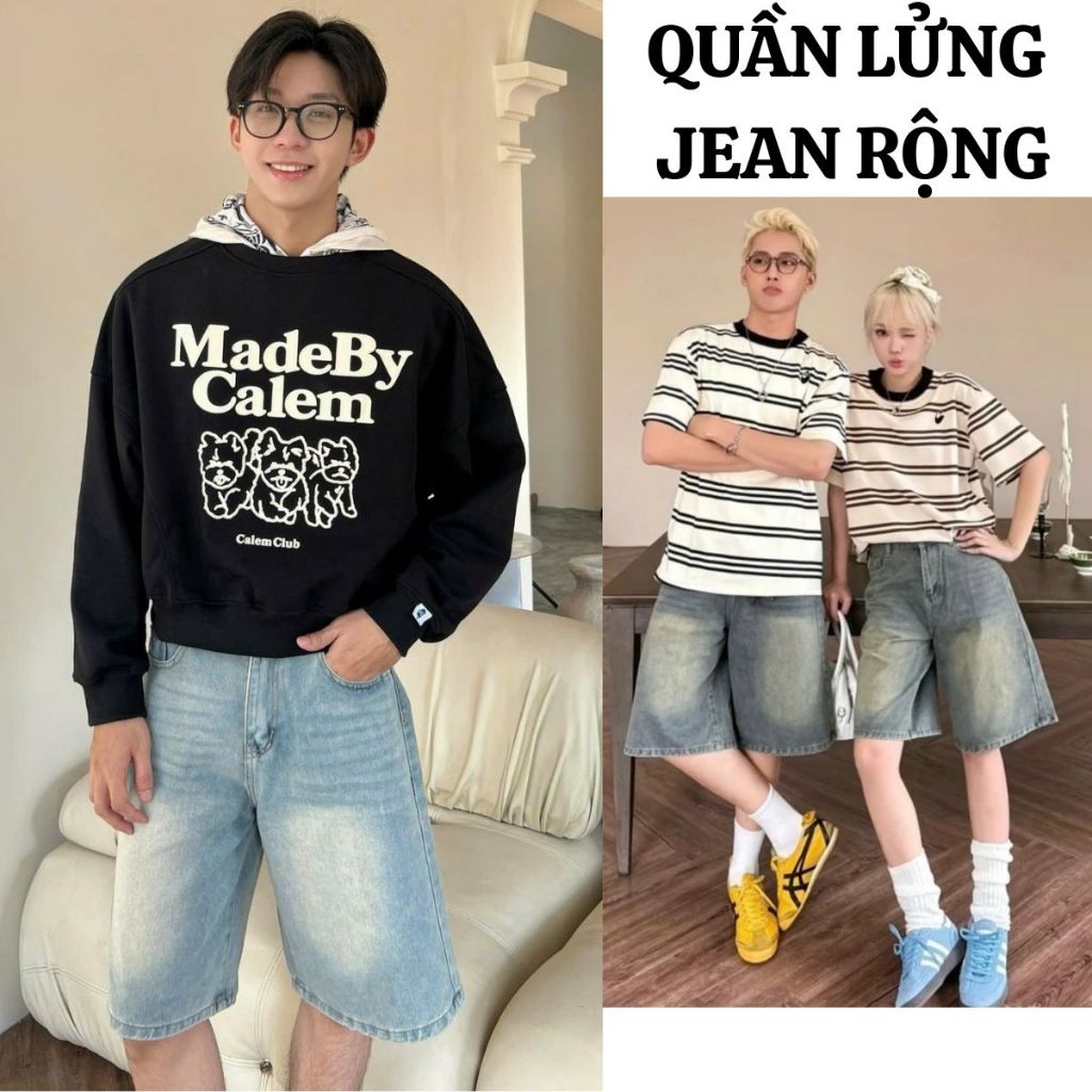 Bigsize FABUMAN Korean style men's wide-leg mid-rise Jean shorts ...