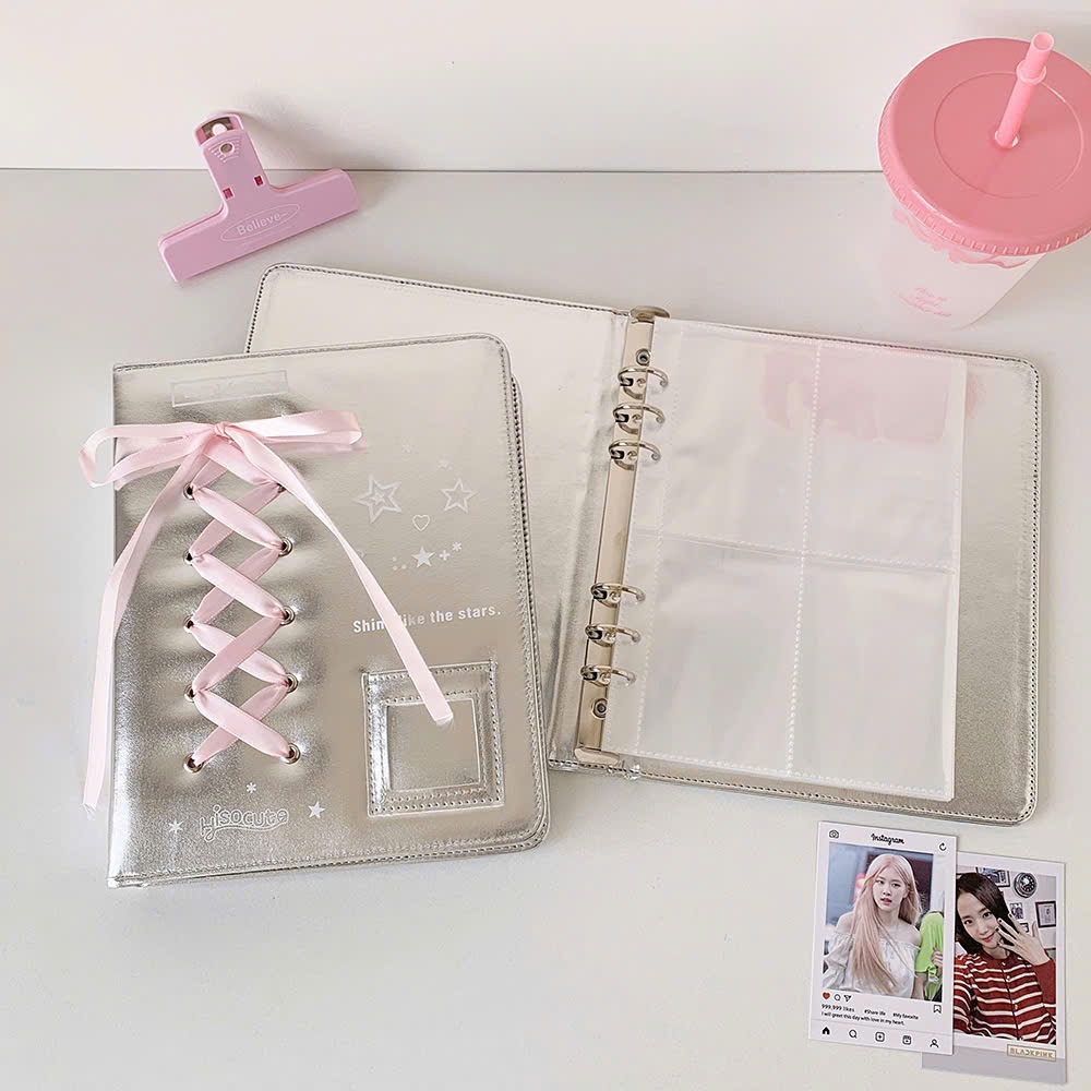 Binder Cover A5 6 Silver Leather Cuffs with Bow Tie “Hisocute” - Kpop ...