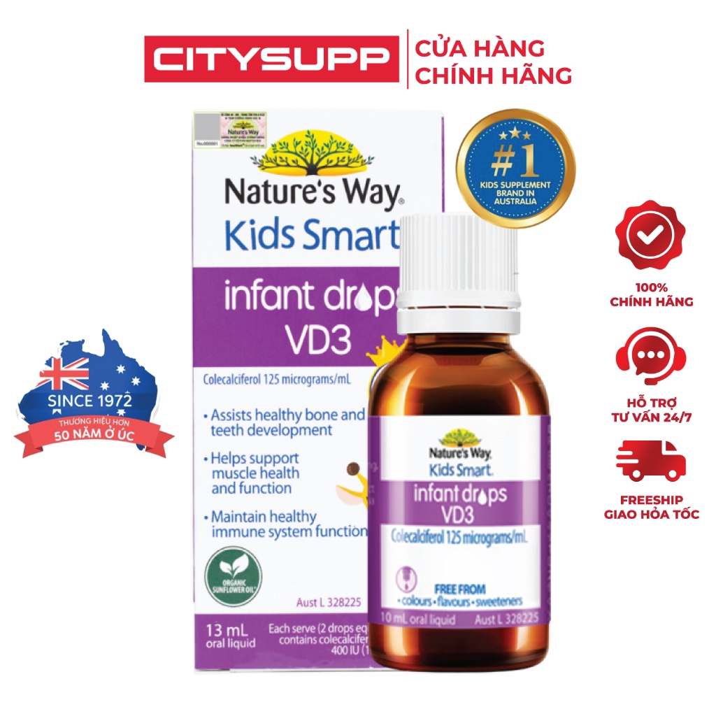 Nature’s Way Kids Smart Infant Drops VD3 Vitamin D3 Supplement Syrup ...
