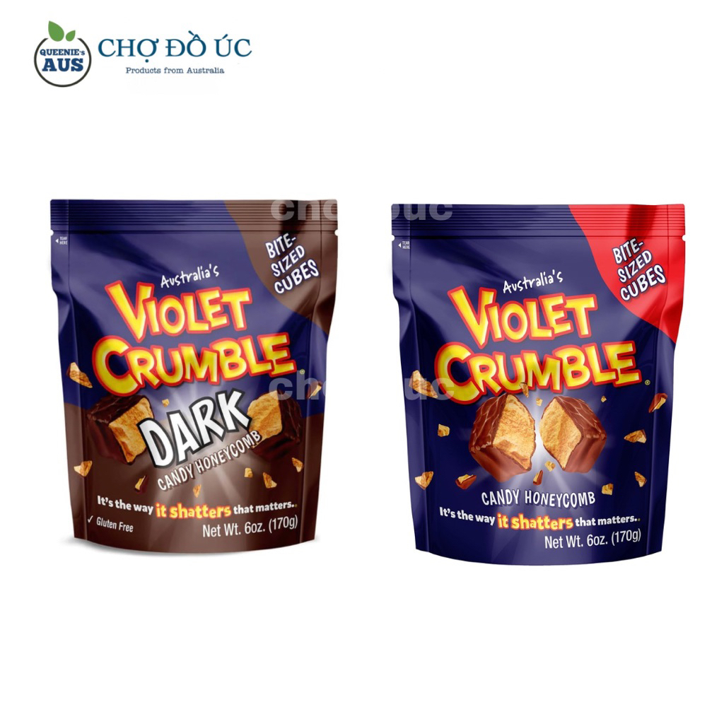Violet Crumble gluten-free crispy honeycomb butter candy Chocolate 170g ...