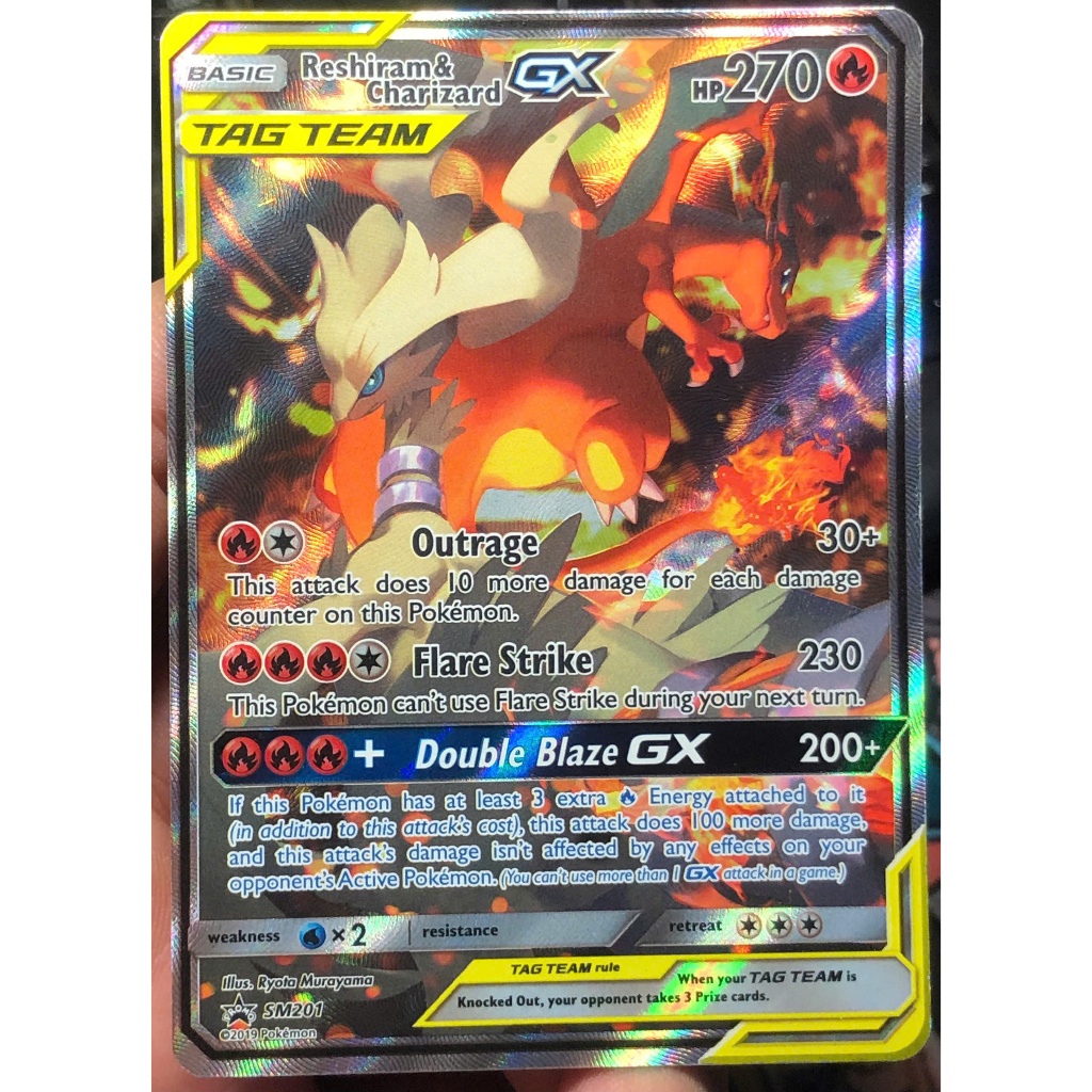 [KW2 Pokemon] [EN] [Played] Reshiram Card & Charizard GX - SM201 ...