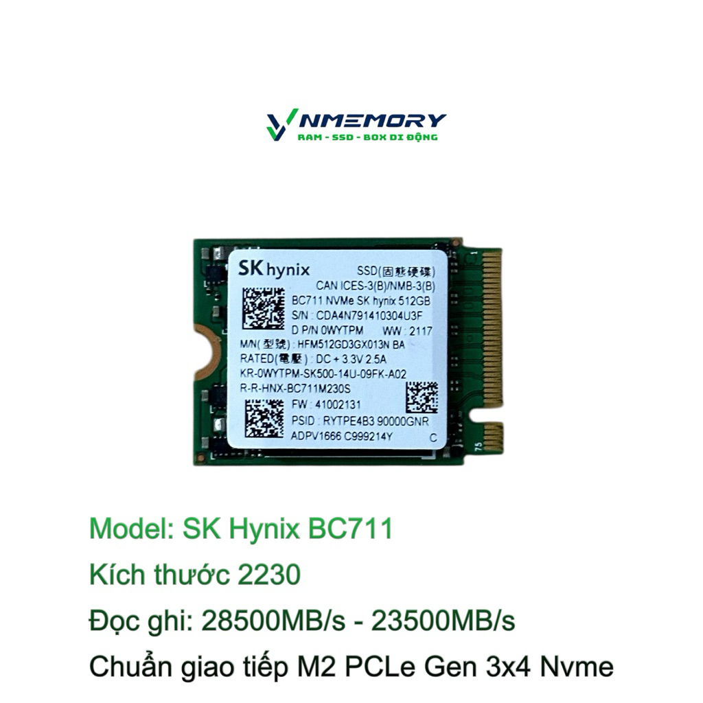 SSD M2 Nvme SK Hynix BC711 2230 512gb gen 3 | Shopee Malaysia