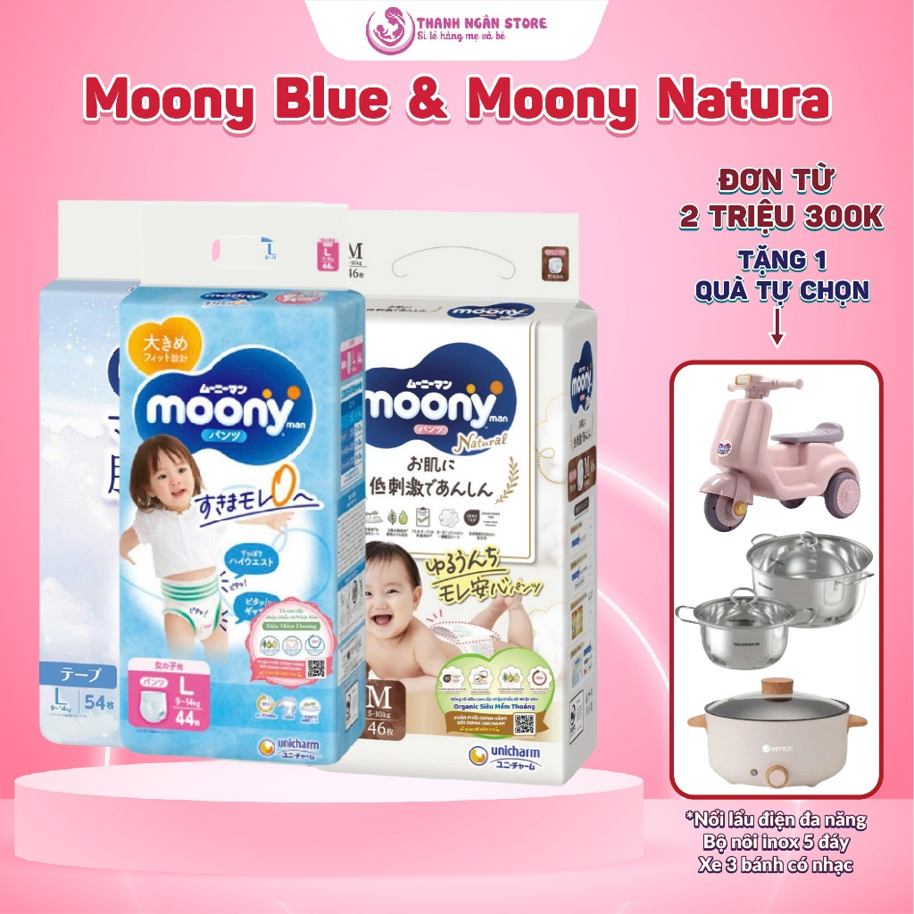 White Moony Diapers/Pants Diapers - Blue Moony All Sizes - Moony ...