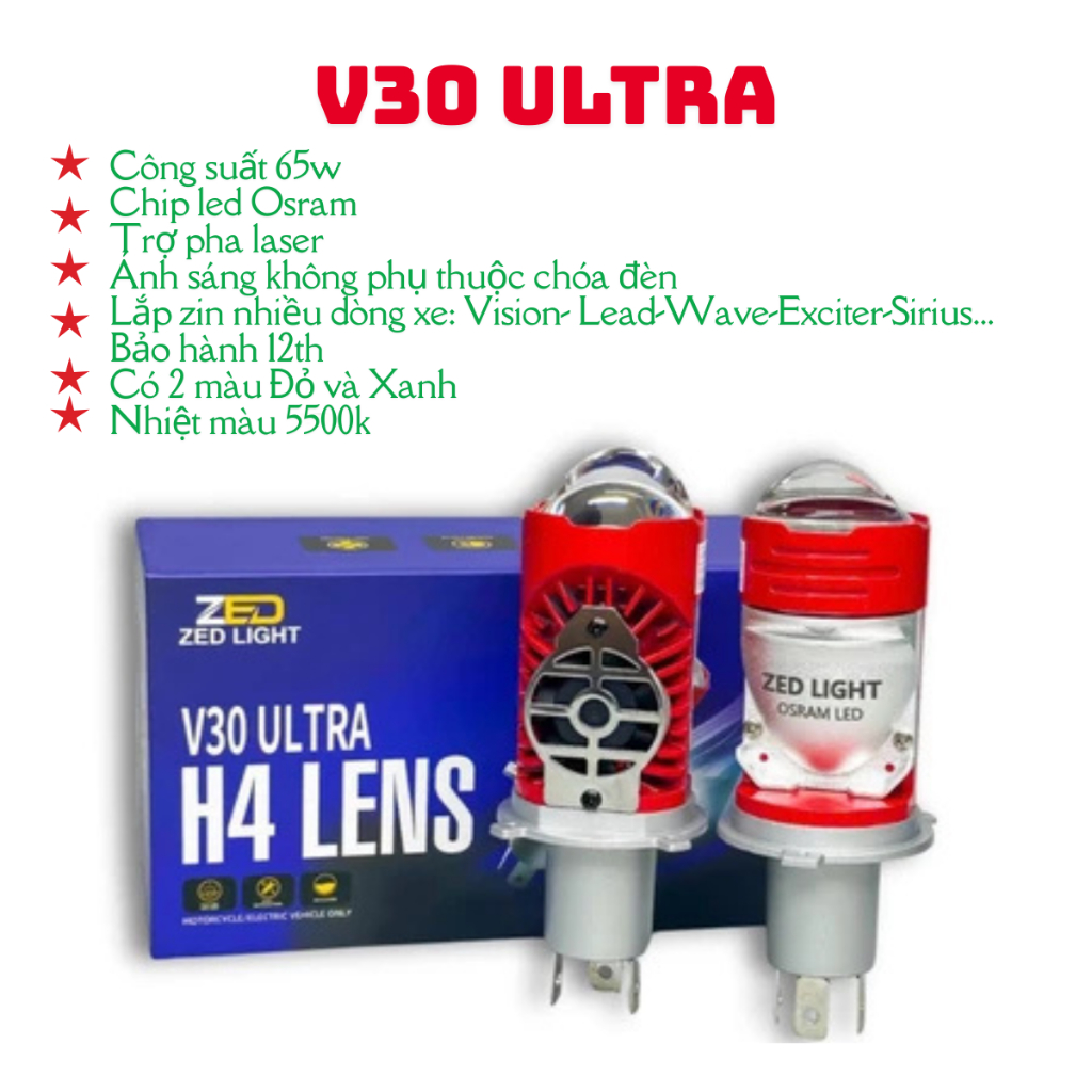 V30 Ultra Zed light mini ball led headlight with H4 base, 65w capacity ...
