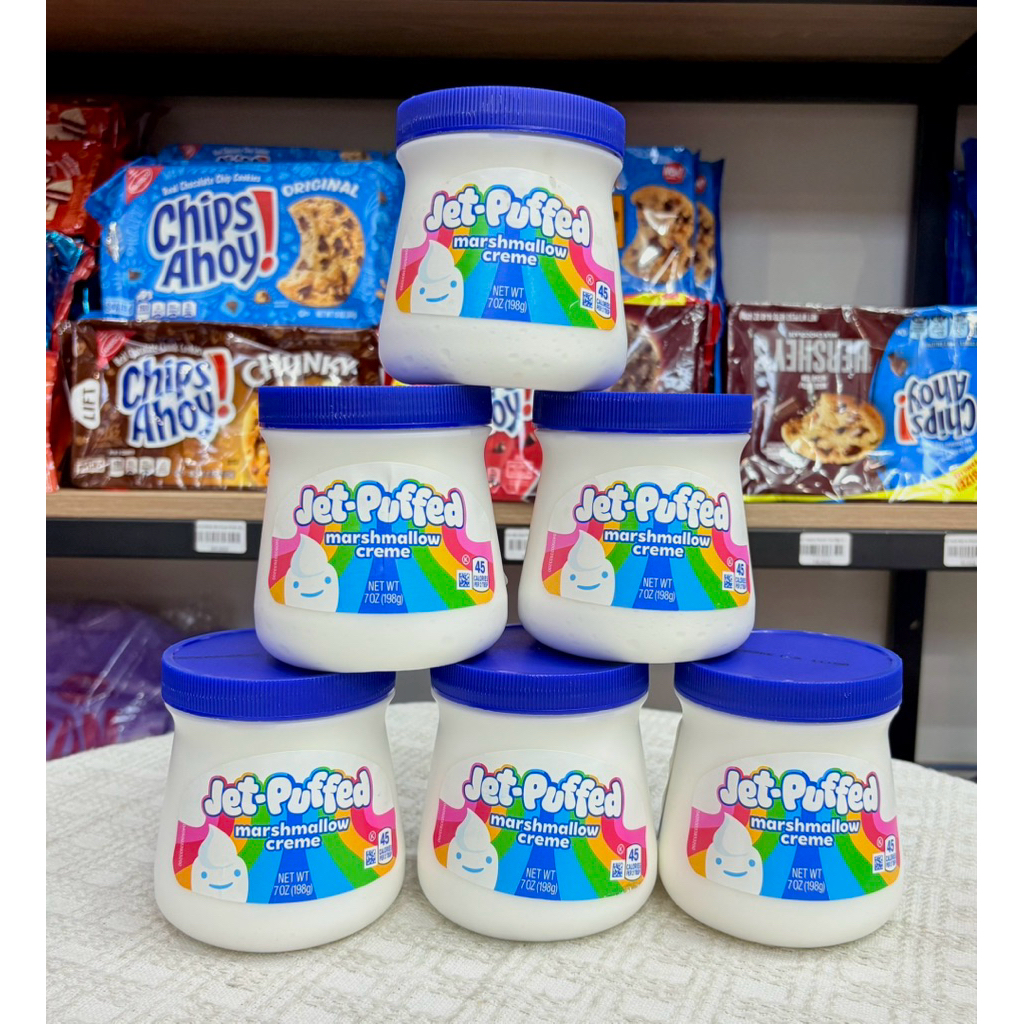 (American product) Jet-Puffed Marshmallow Creme 198g - Soft, Easy to Dissolve, 198g Jar, Easy to ...