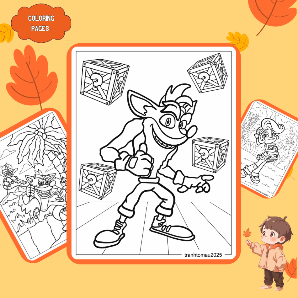 Set of 18/10 coloring pages, coloring pages for children with Crash ...